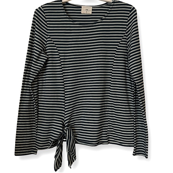 Anthropologie | Tops | Tla Anthropologie Ls Block Striped Tie Hem Crew ...